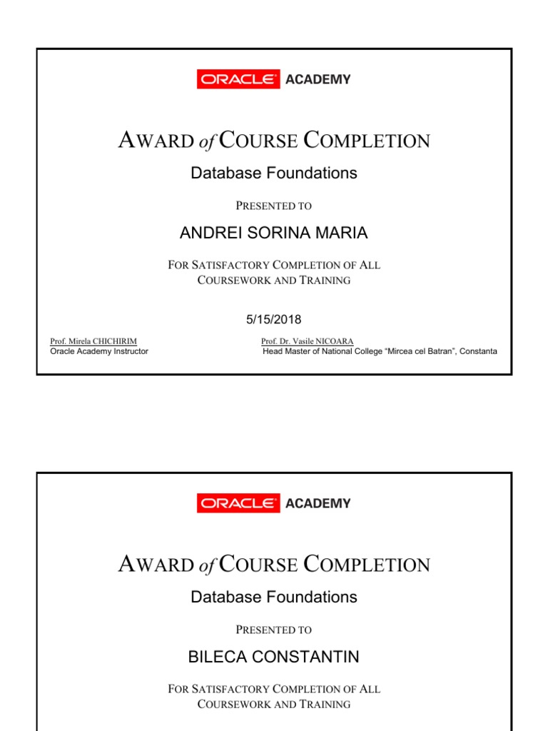 Certificate of Course Completion 12B 2018 | PDF | Business