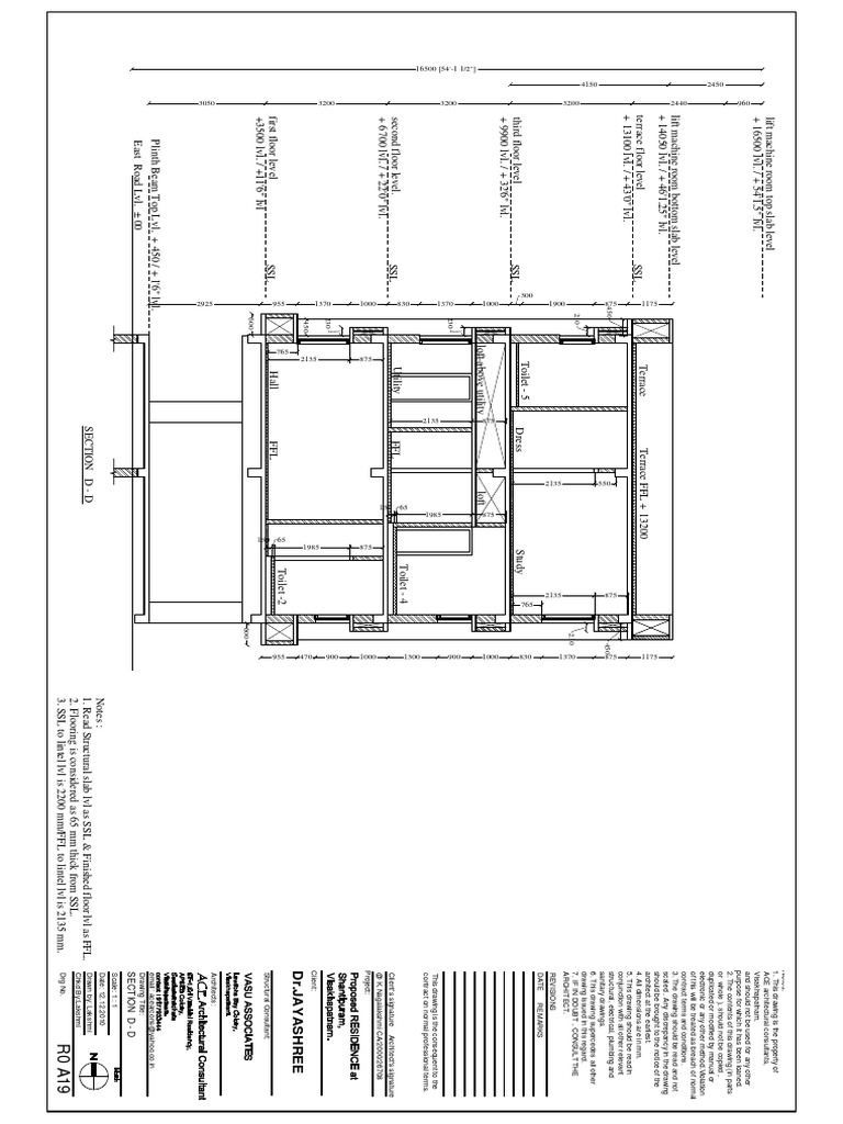 Elevation and floor plan drawing showing structural details of a ...