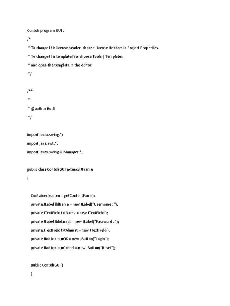 Contoh Program GUI | PDF