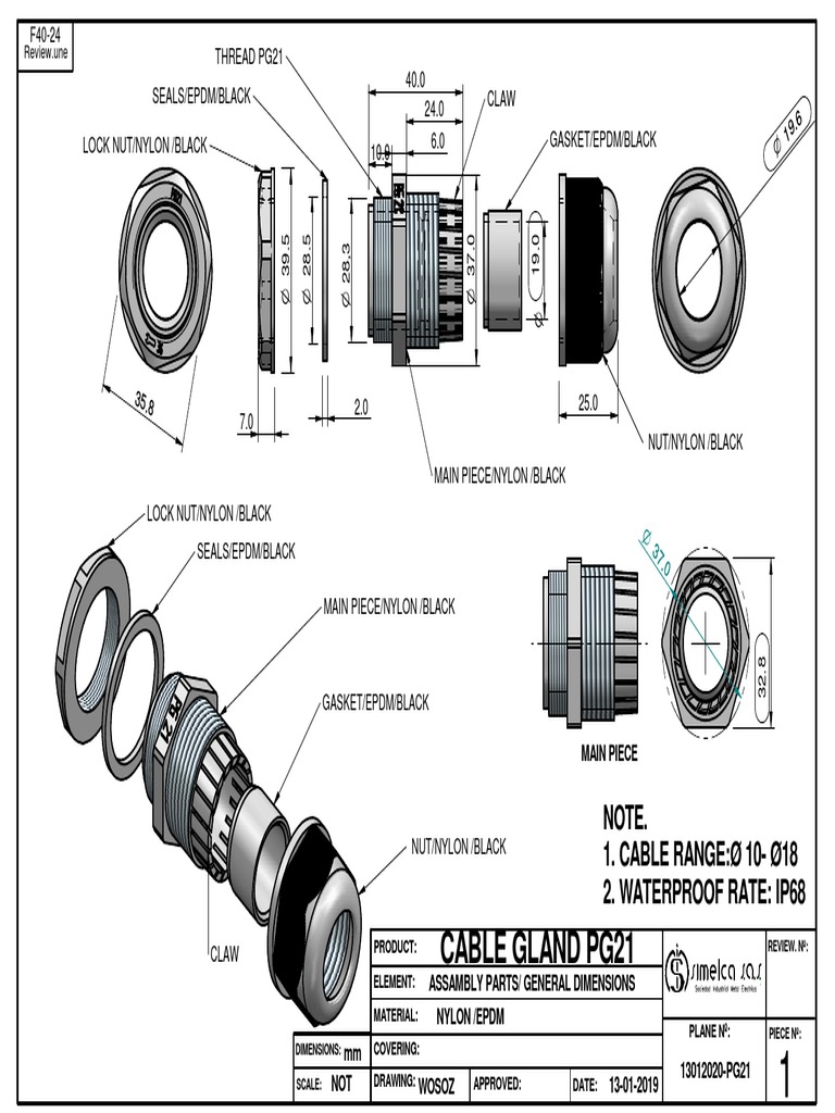 Cable Gland PG21 | PDF | Mechanical Engineering | Manufactured Goods
