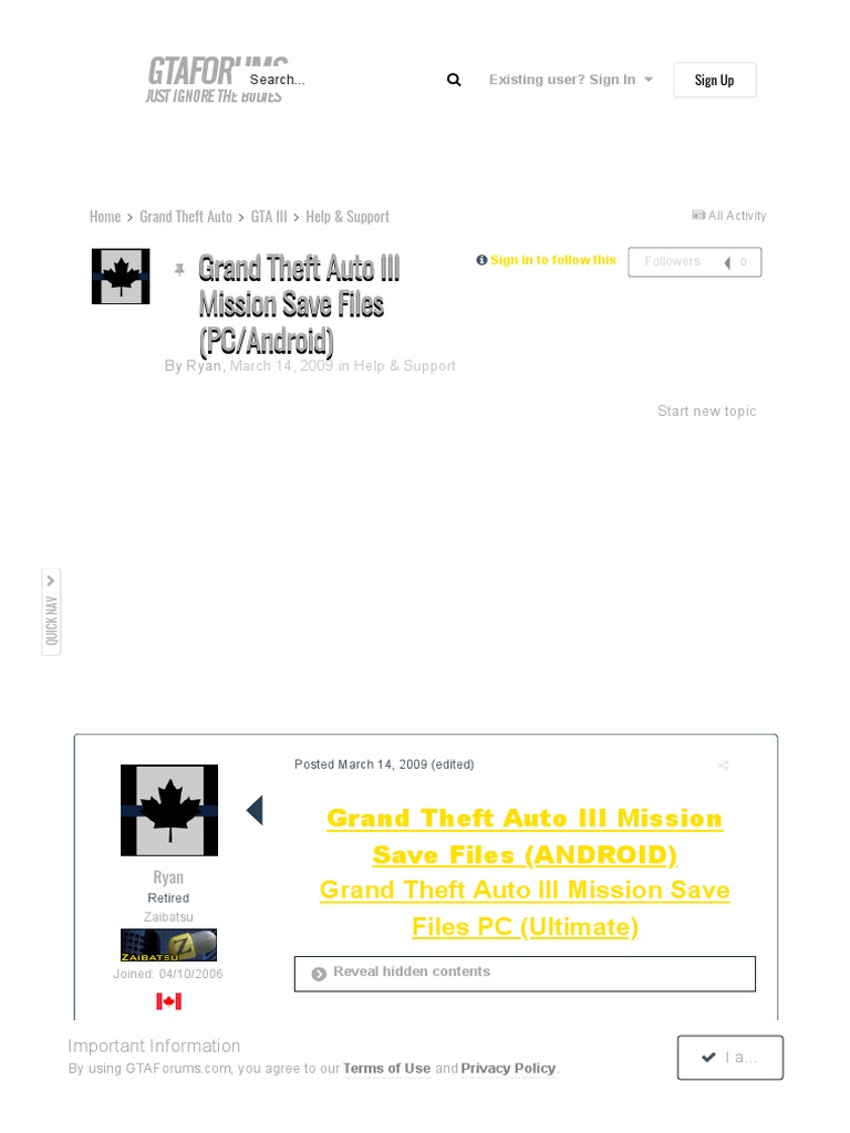 Grand Theft Auto III Mission Save Files (PC - Android) - Help & Support ...