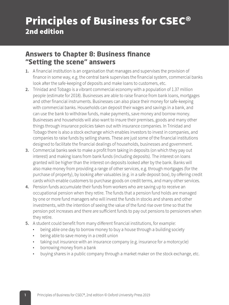 Principles of Business For CSEC®: 2nd Edition | PDF | Banks | Money