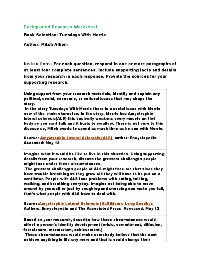 Background Research Worksheet: Instructions | PDF