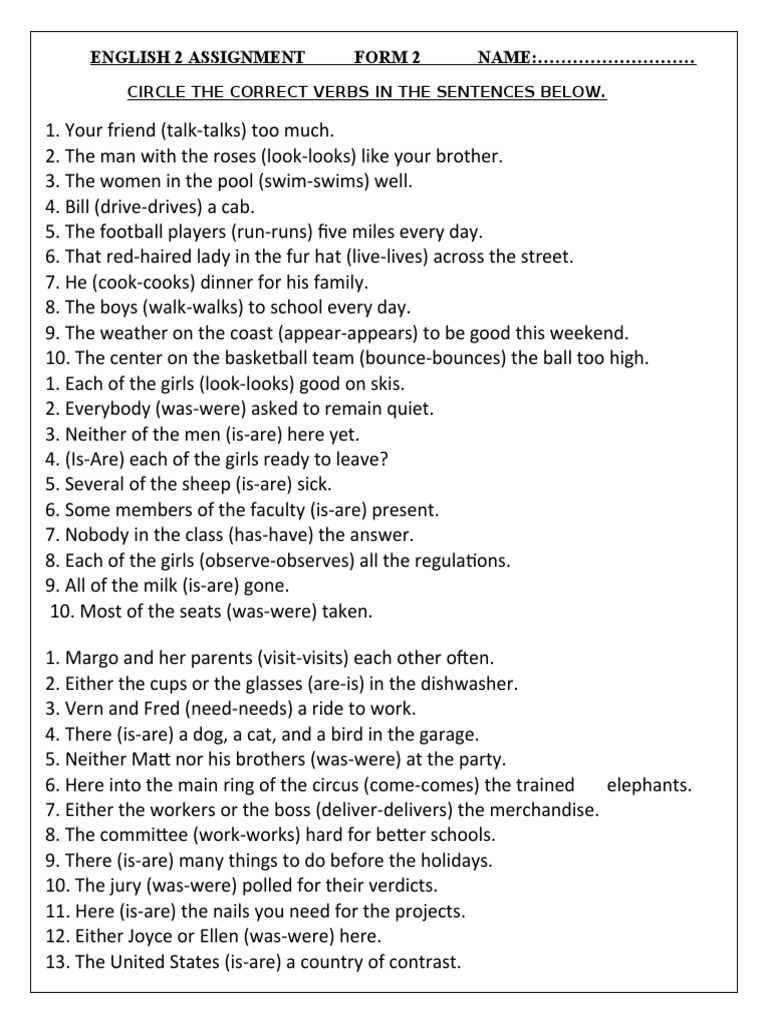 English 2 Assignment Form 2 Name | PDF