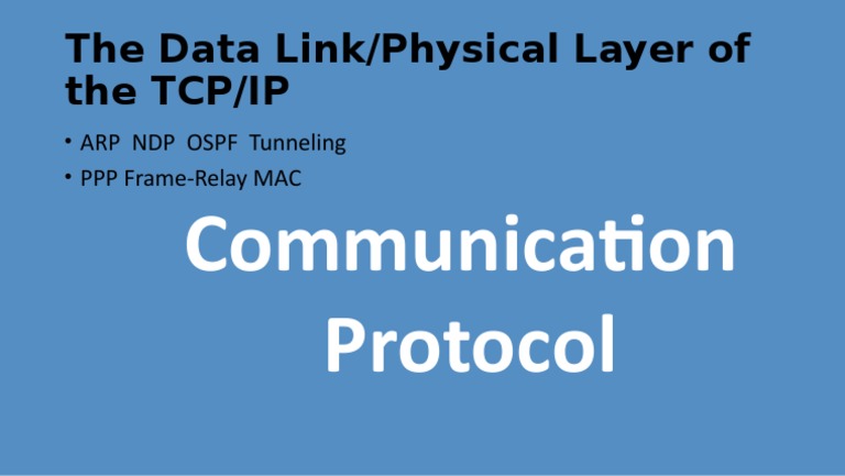 The Data Link/Physical Layer of The TCP/IP: Communication Protocol | PDF