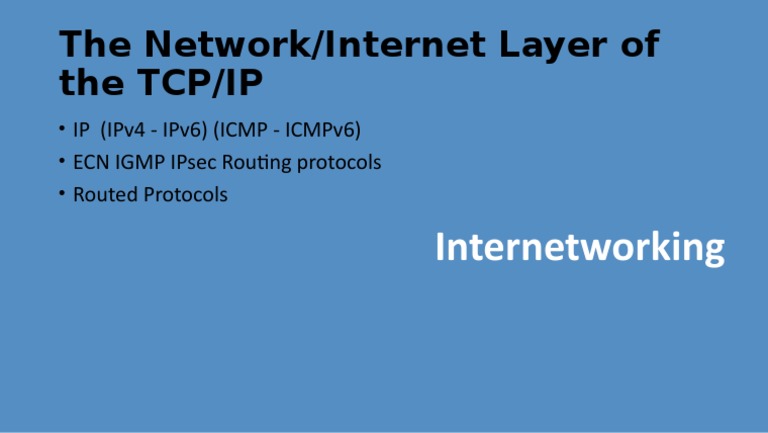 The Network/Internet Layer of The TCP/IP: Internetworking | PDF