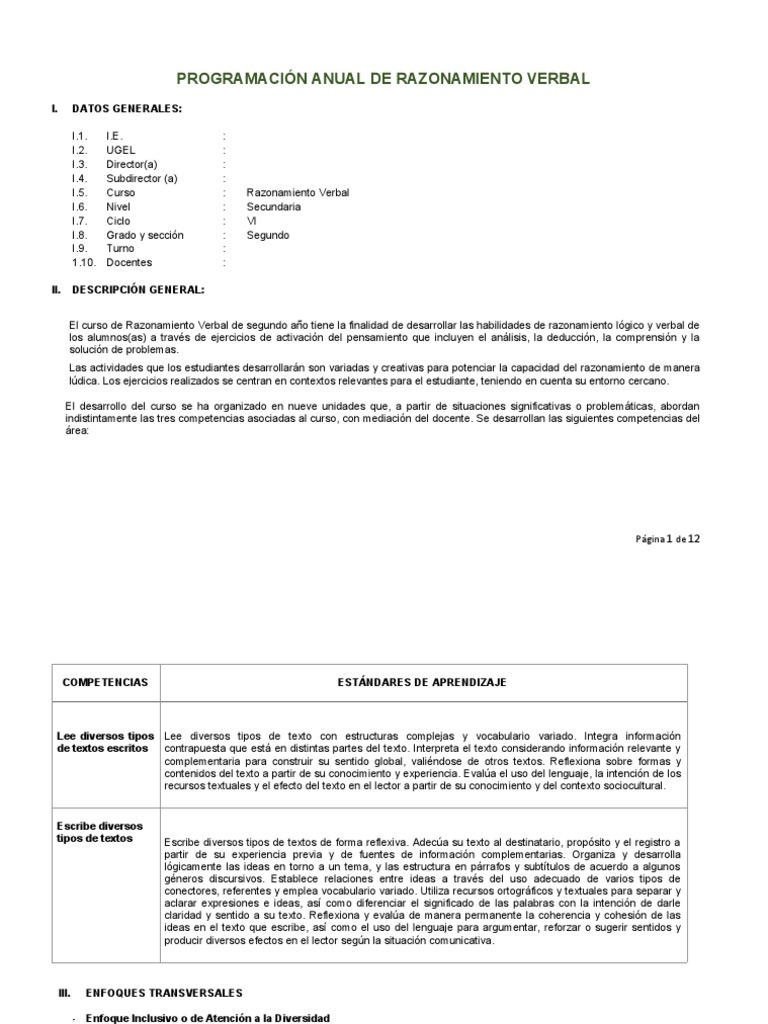 PROGRAMACIÓN ANUAL RV 2°- S | PDF | Interculturalidad | Aprendizaje