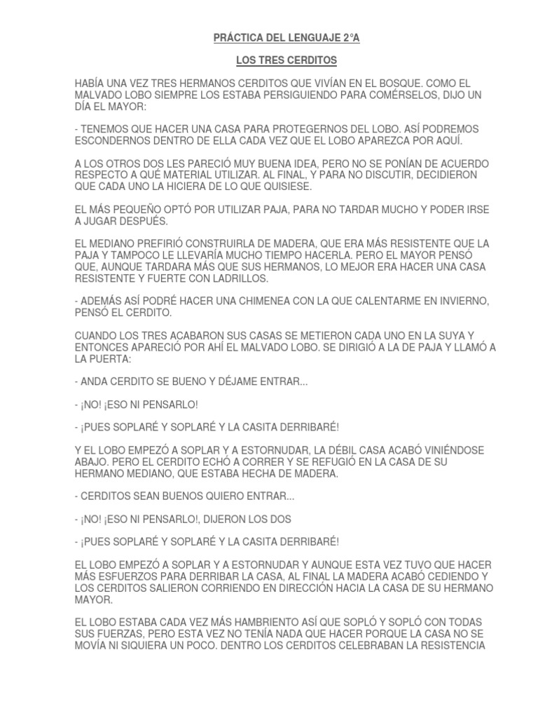 Secuencia del cuento "Los tres cerditos" | PDF | Hogar, jardinería y ...