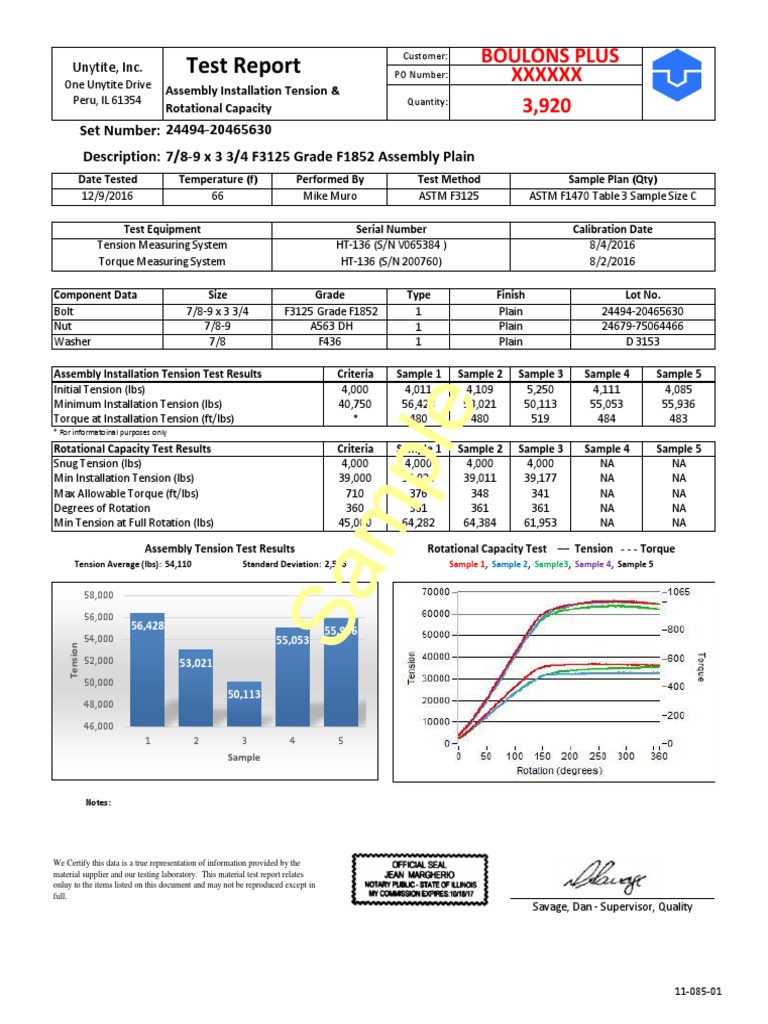 Test Report - Milltests-Sample-1 | PDF | Specification (Technical ...