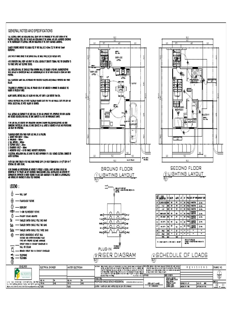 Riser Diagram Schedule of Loads: Ground Floor Lighting Layout Second ...