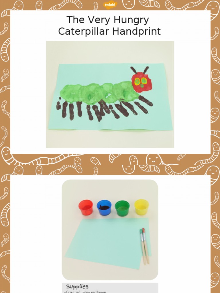 T T 18825 The Very Hungry Caterpillar Handprint Craft Instructions ...