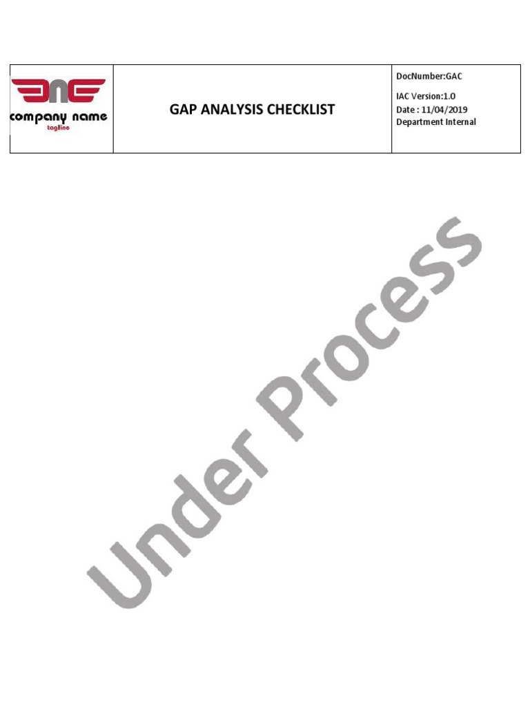 Gap Analysis Checklist: Docnumber:Gac Iac Version:1.0 Date: 11/04/2019 ...