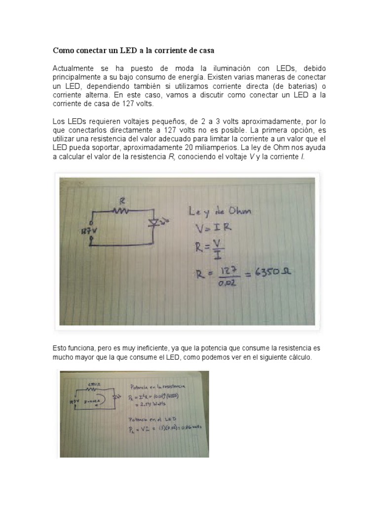Como Conectar Un LED A La Corriente de Casa | PDF | Diodo emisor de luz ...