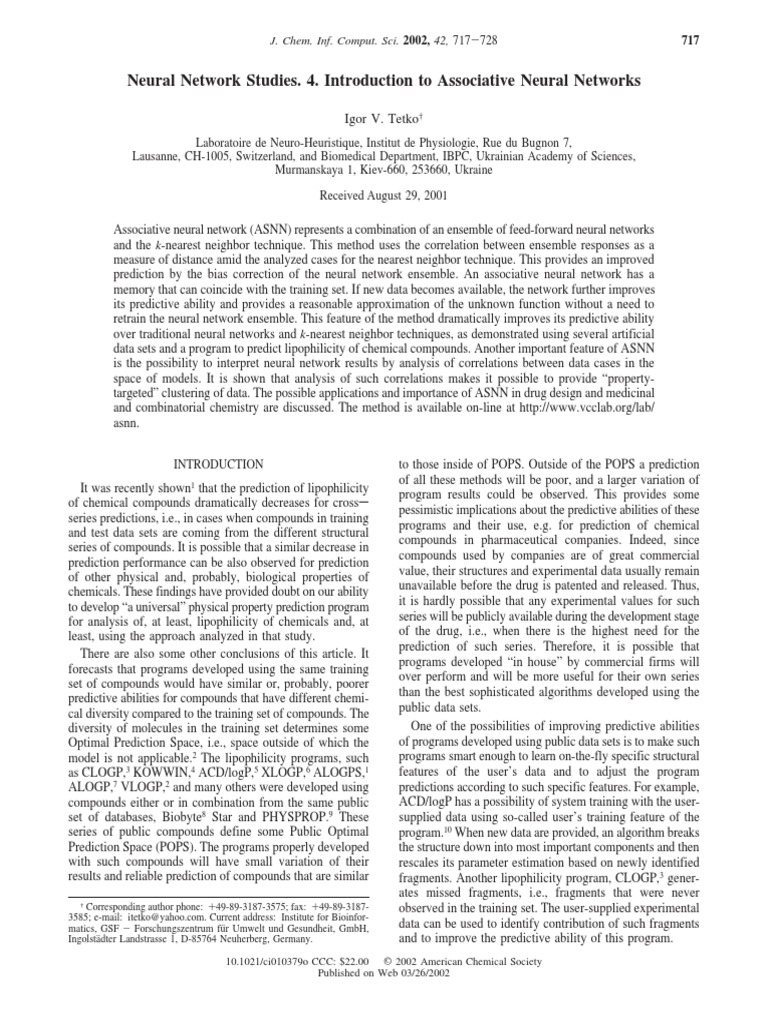 2001 Associative Neural Networks | PDF | Artificial Neural Network ...