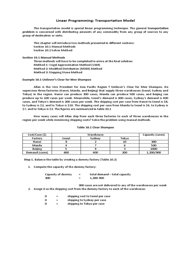 Linear Programming: Transportation Model | PDF | Analysis | Algorithms
