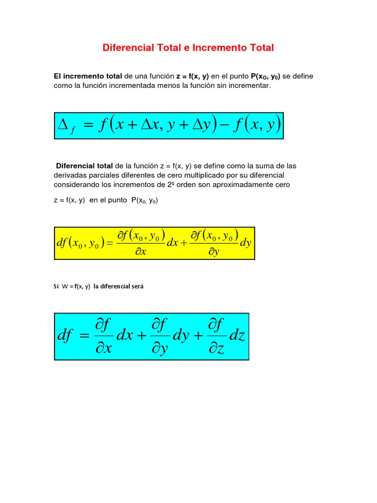 1) Diferencial Total Word | PDF | Derivado | Matemática Elemental
