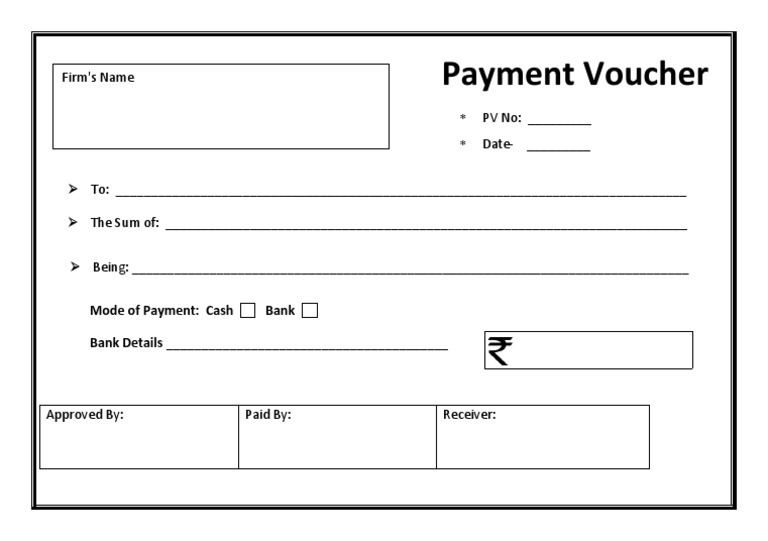 Payment Voucher: Mode of Payment: Cash Bank Bank Details | PDF