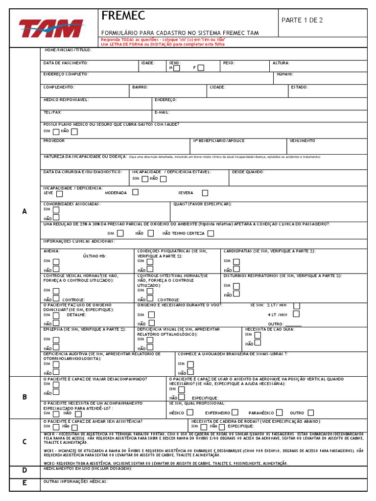 Formulário Para Cadastro No Sistema Fremec Tam: Parte 1 De 2 | Infarto do Miocárdio | Epilepsia
