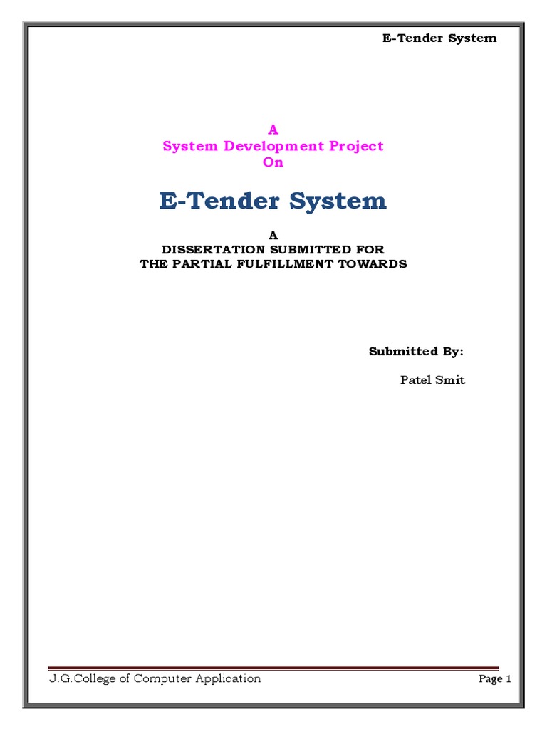 E-Tender System: A System Development Project On | PDF | Microsoft Sql Server | C Sharp ...