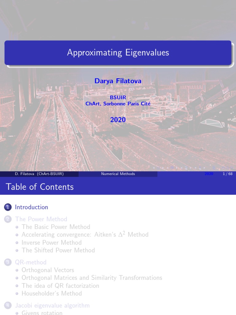 Eigenvalue Approximations by Filatova | PDF | Eigenvalues And Eigenvectors | Matrix (Mathematics)