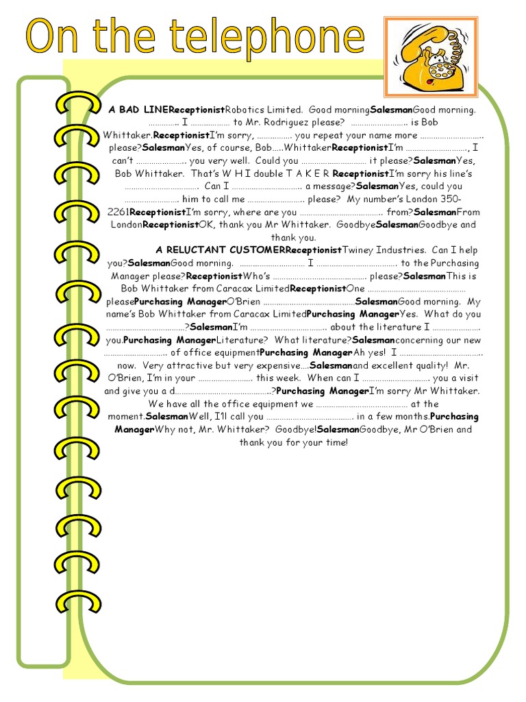 Telephone Dialogue Examples | PDF
