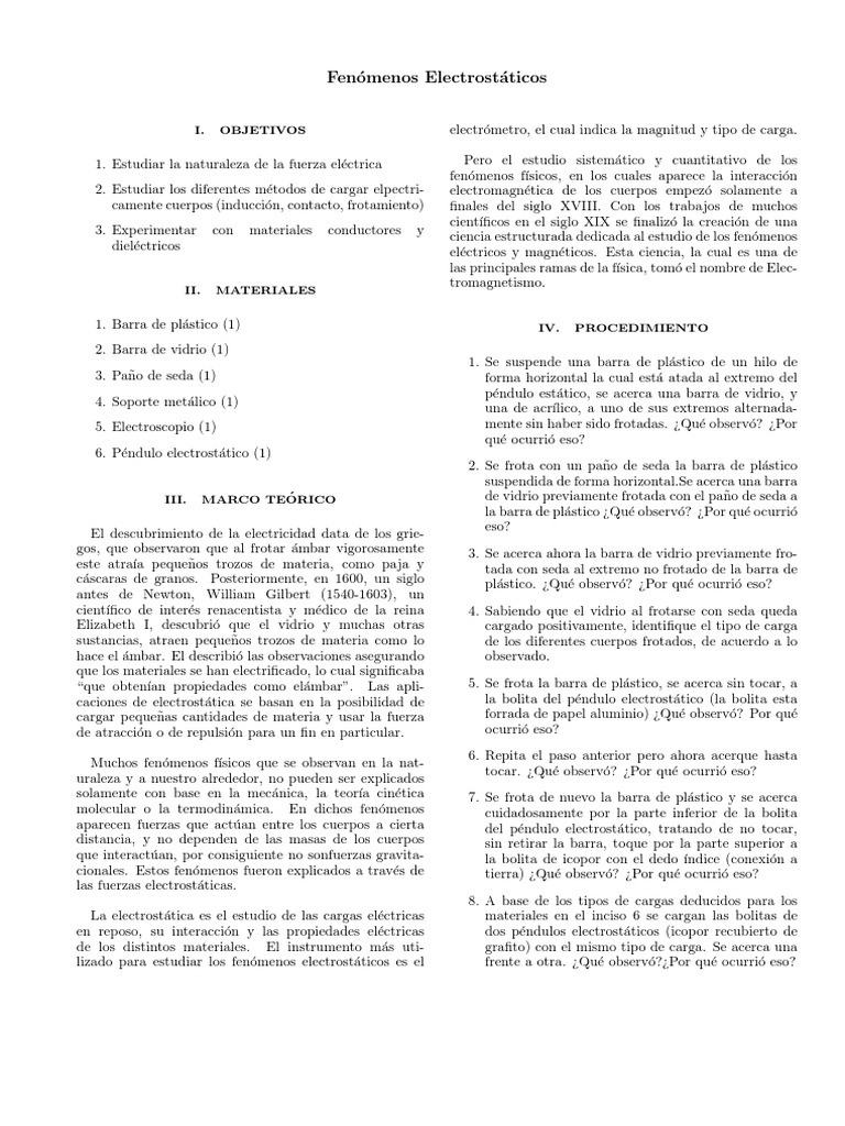 Fenomenos Electrostaticos | PDF | Electrostática | Fuerza