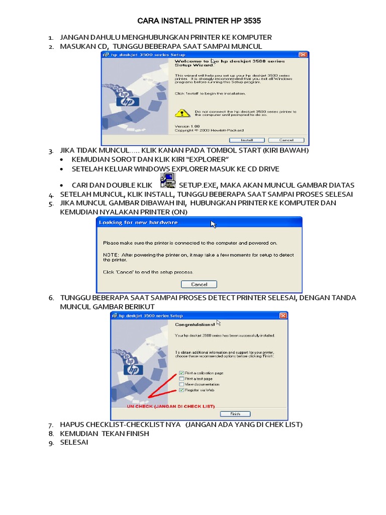 Panduan Instalasi HP 3535 Printer | PDF | Komputer