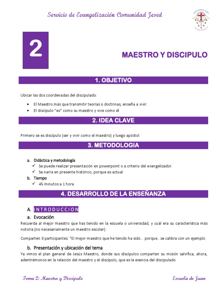 Tema 2. MAESTRO Y DISCIPULO | PDF | Evangelización | Jesús