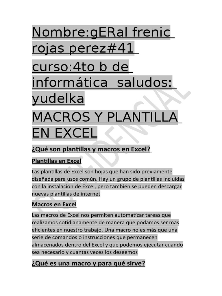 Macros y Plantilla en Excel | PDF | Macro (informática) | Microsoft Excel