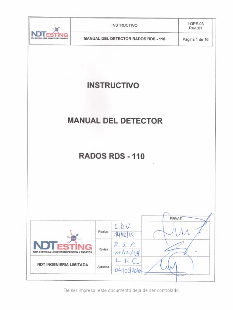 Manual Del Detector Rados RDS - 110 | PDF | Radiación ionizante ...