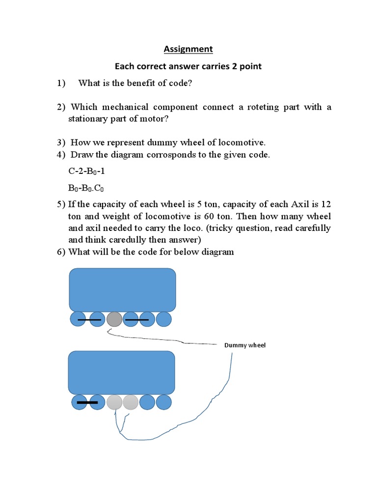 Assignment Each Correct Answer Carries 2 Point: Dummy Wheel | PDF