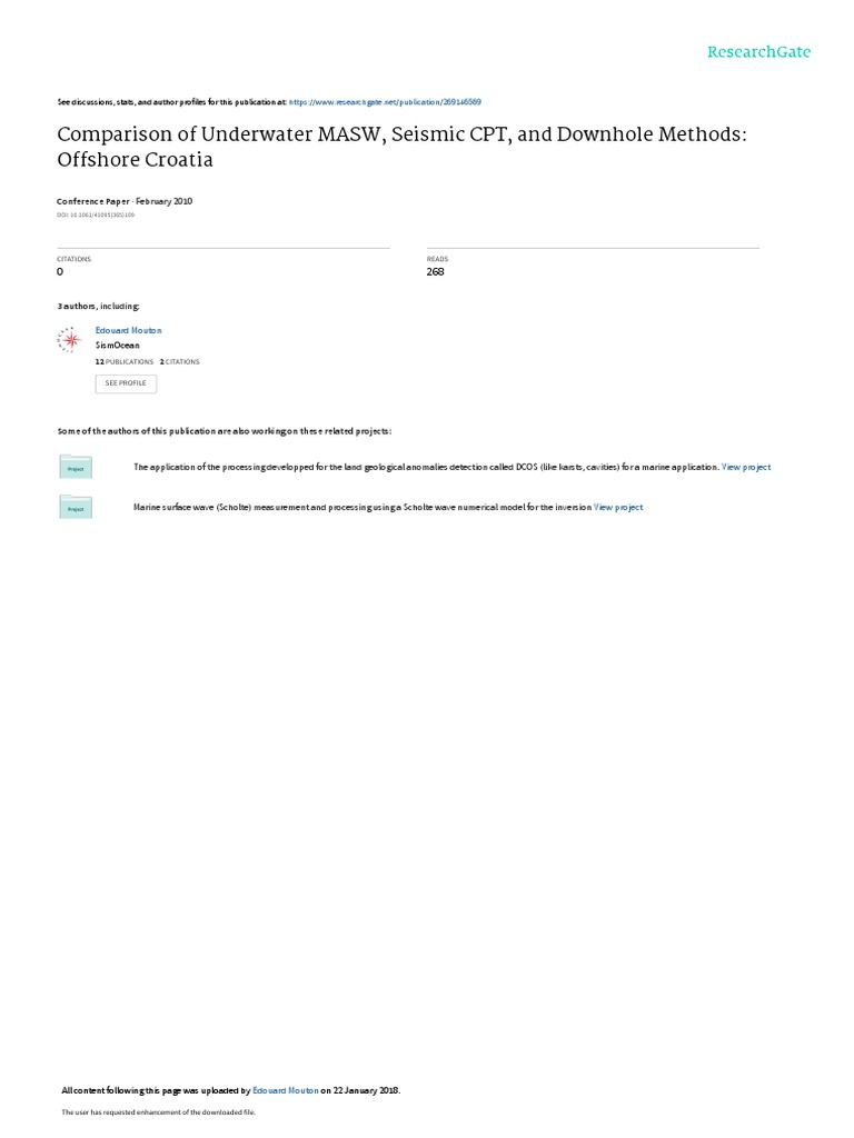 Comparison of Underwater MASW, Seismic CPT, and Downhole Methods ...