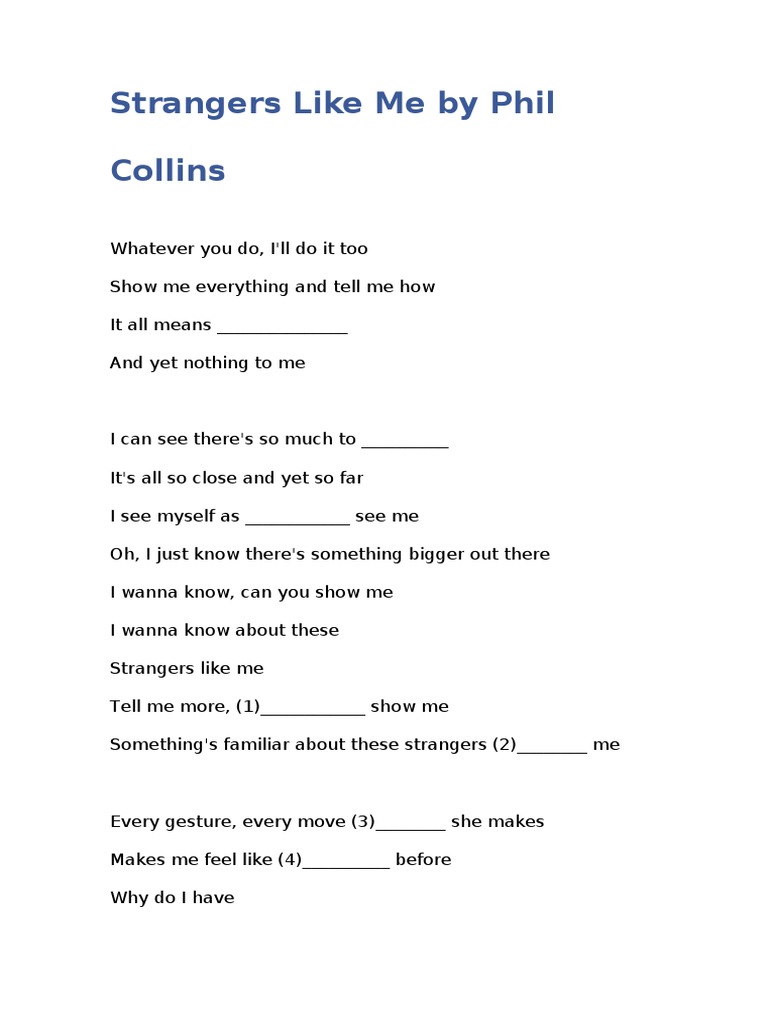 Strangers Like Me By Phil Collins Pdf