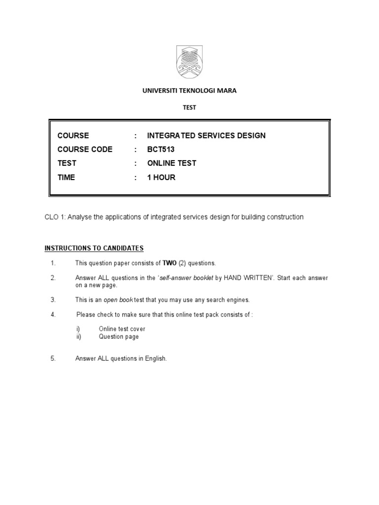 UiTM Online Test: Integrated Services Design | PDF