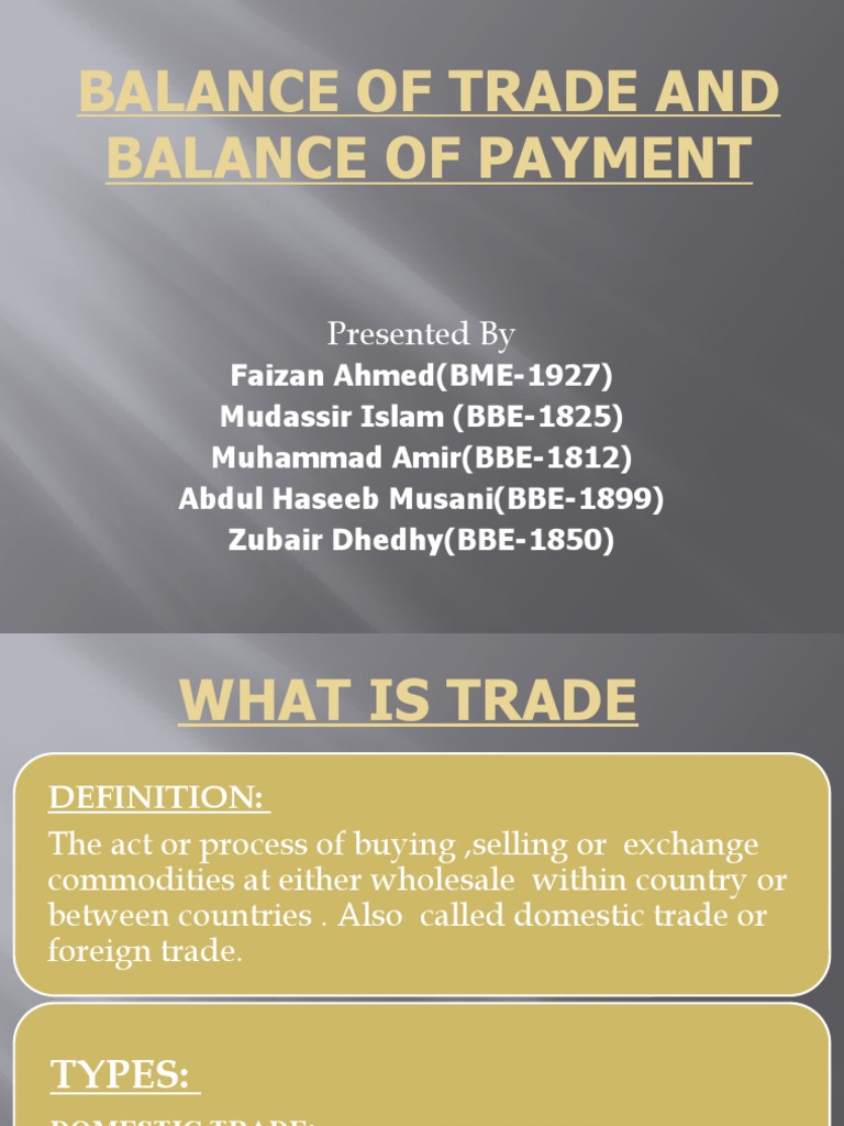 Balance of Trade and Balance of Payment: Presented by | PDF | Balance ...