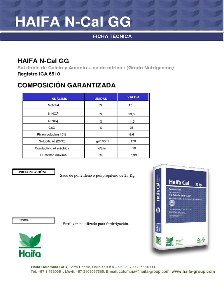 Fertilizante Haifa N-Cal GG | PDF | Ciencia y matemáticas