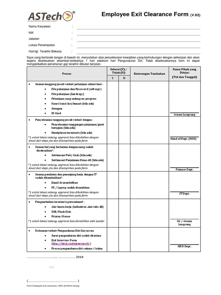 Employee Exit Clearance V.02 | PDF