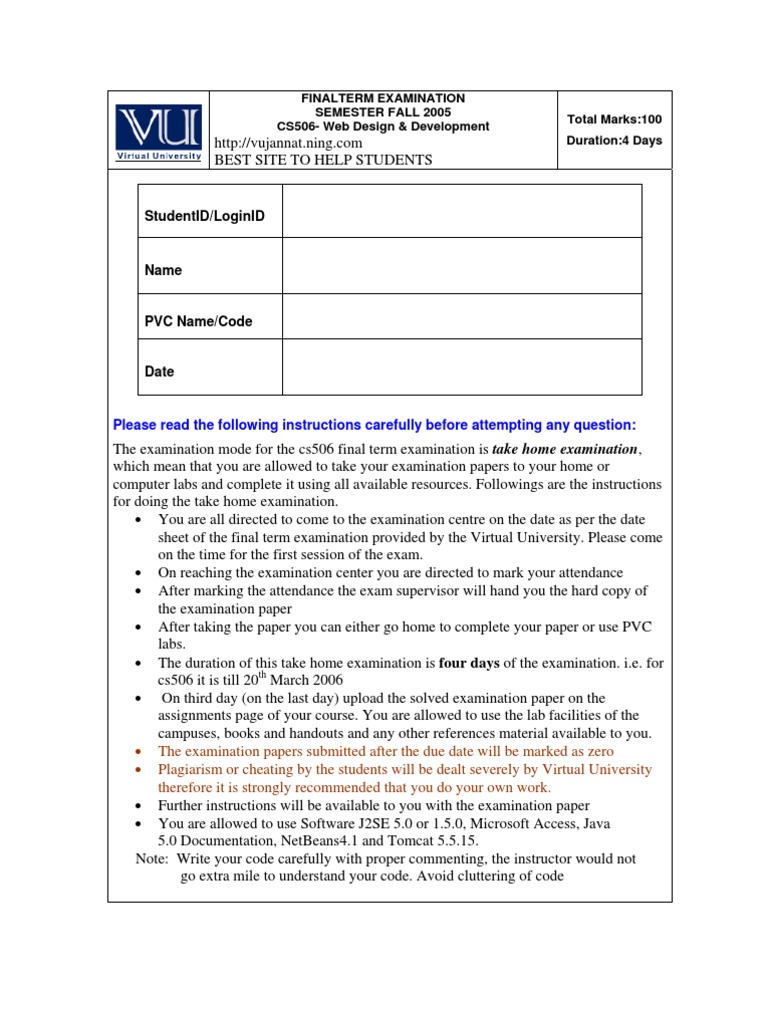 Cs506 Collection of Old Papers | PDF | Java Server Pages | Java Servlet Cs506 Collection of Old Papers | PDF | Java Server Pages | Java Servlet