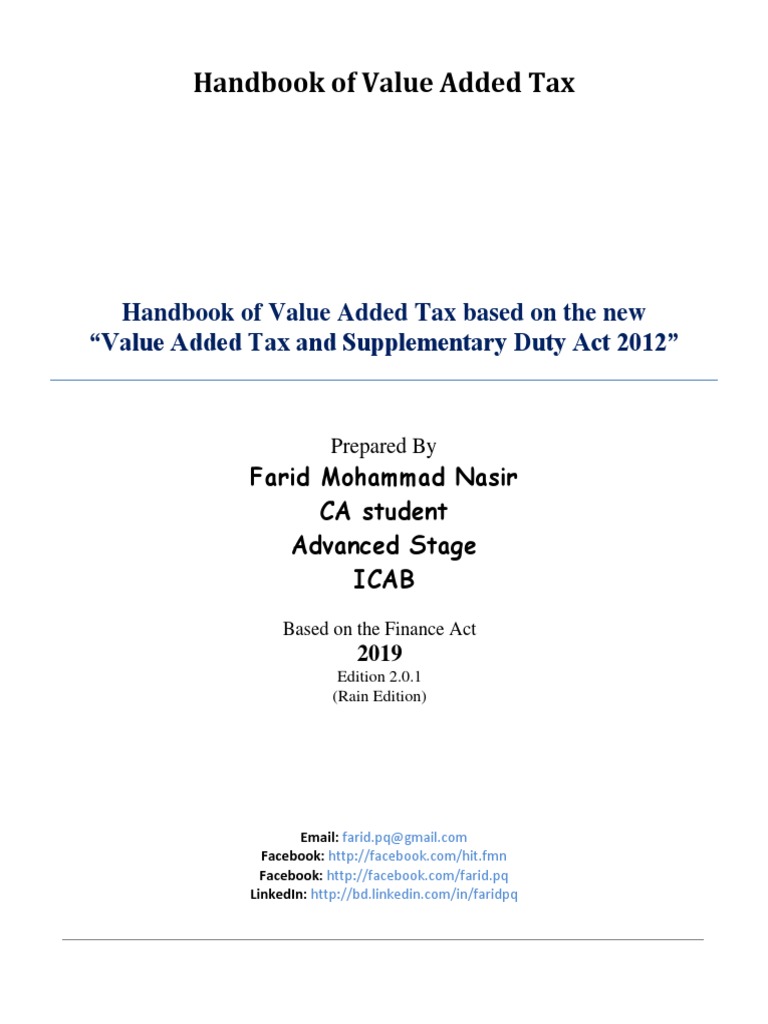 Handbook of VAT | Download Free PDF | Value Added Tax | Taxes