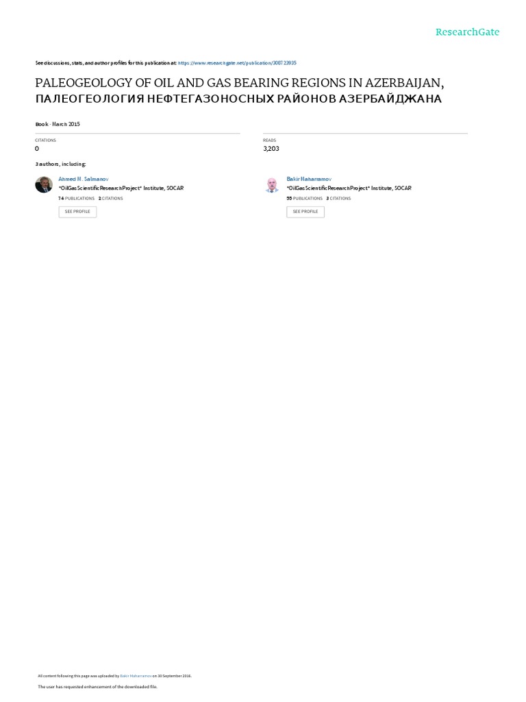 Paleogeology Of Oil And Gas Bearing Regions In Azerbaijan ...