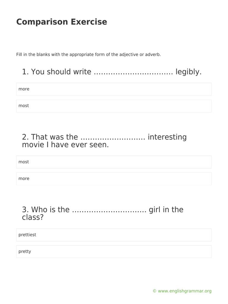 Comparison Exercise: 1. You Should Write Legibly | PDF