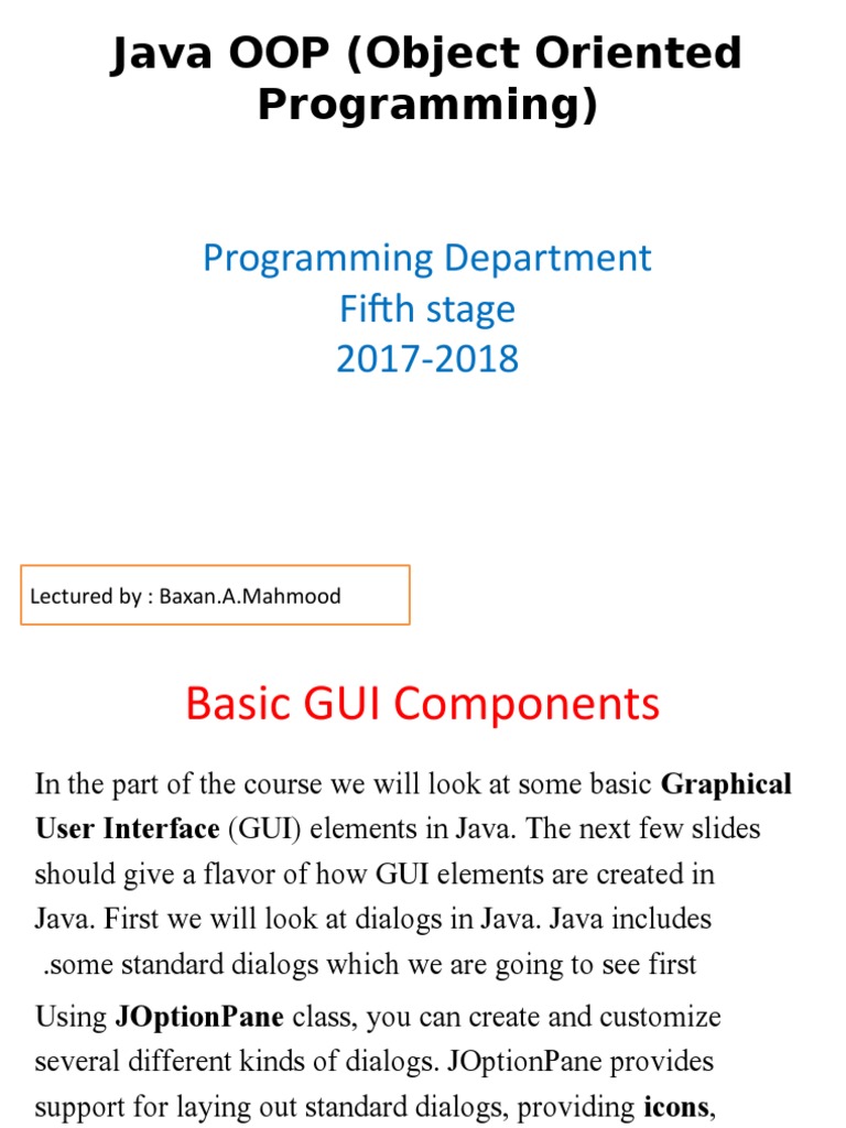Java GUI Basics with JOptionPane | PDF