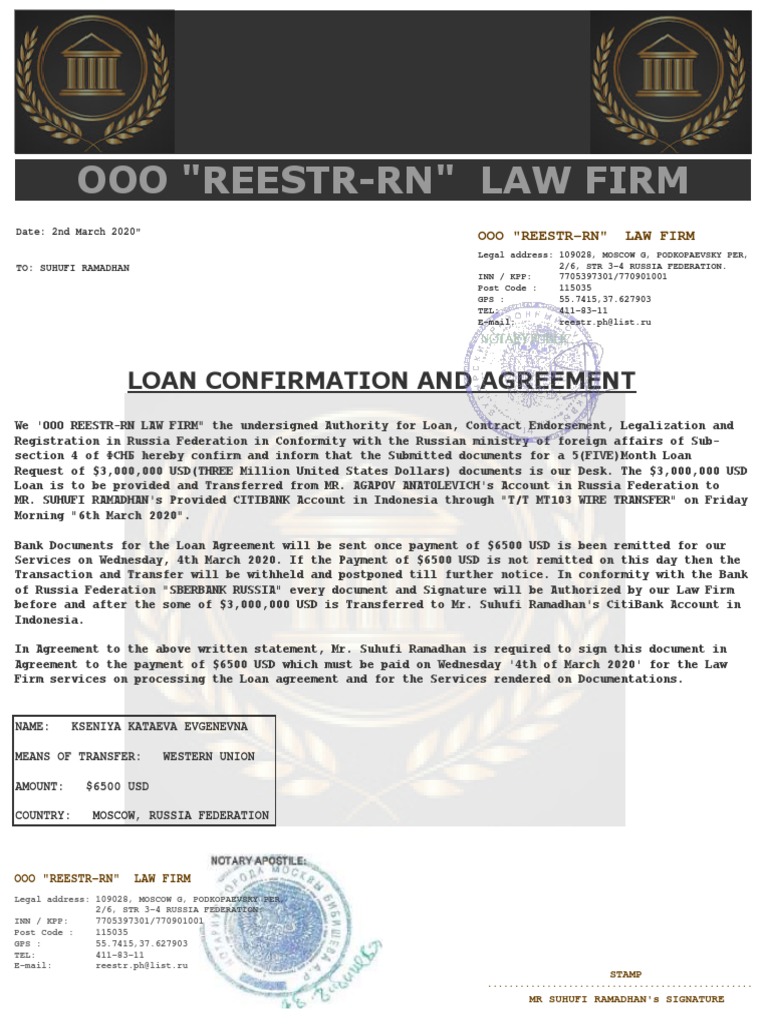 Loan Confirmation and Agreement | PDF | United States Dollar ...