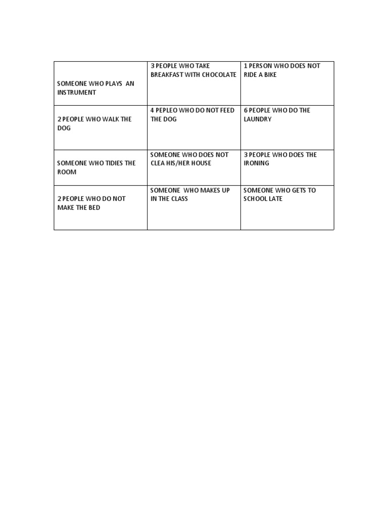 Mingling Activity Daily Routines | PDF