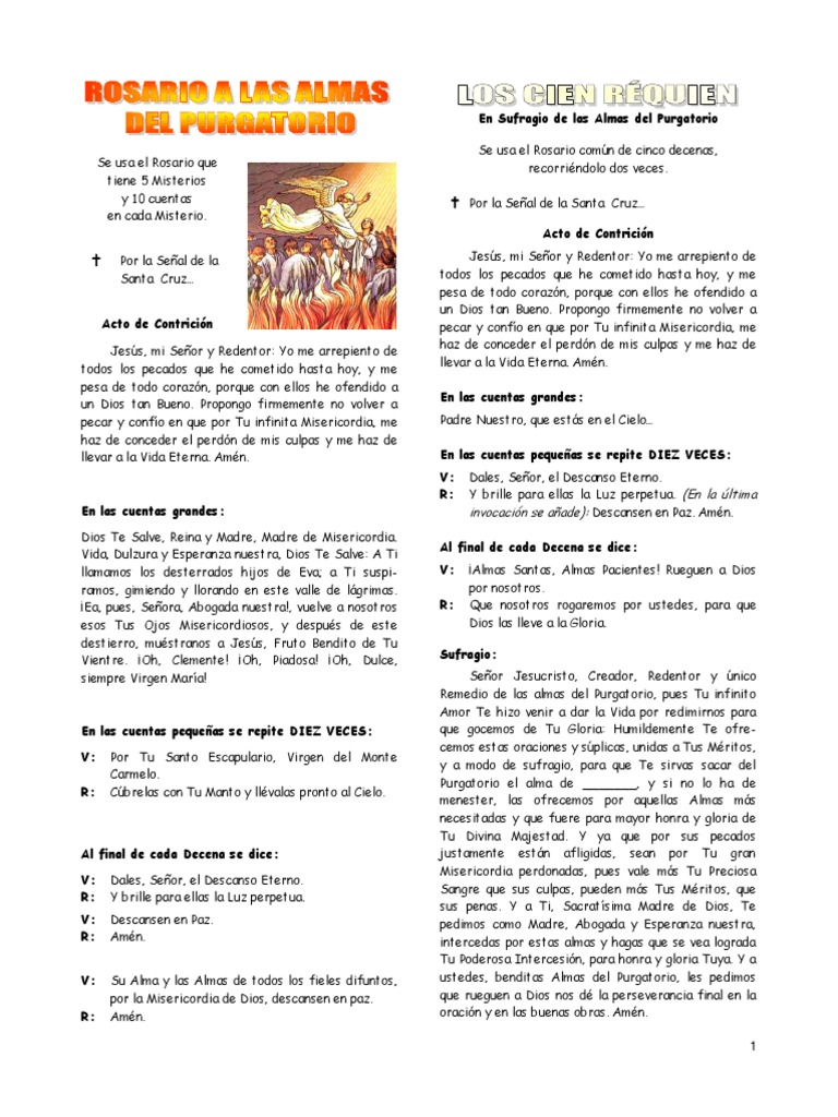 Coronillas Novena y Lamentos de Las Almas Del Purgatorio PDF | PDF | Purgatorio | Oración