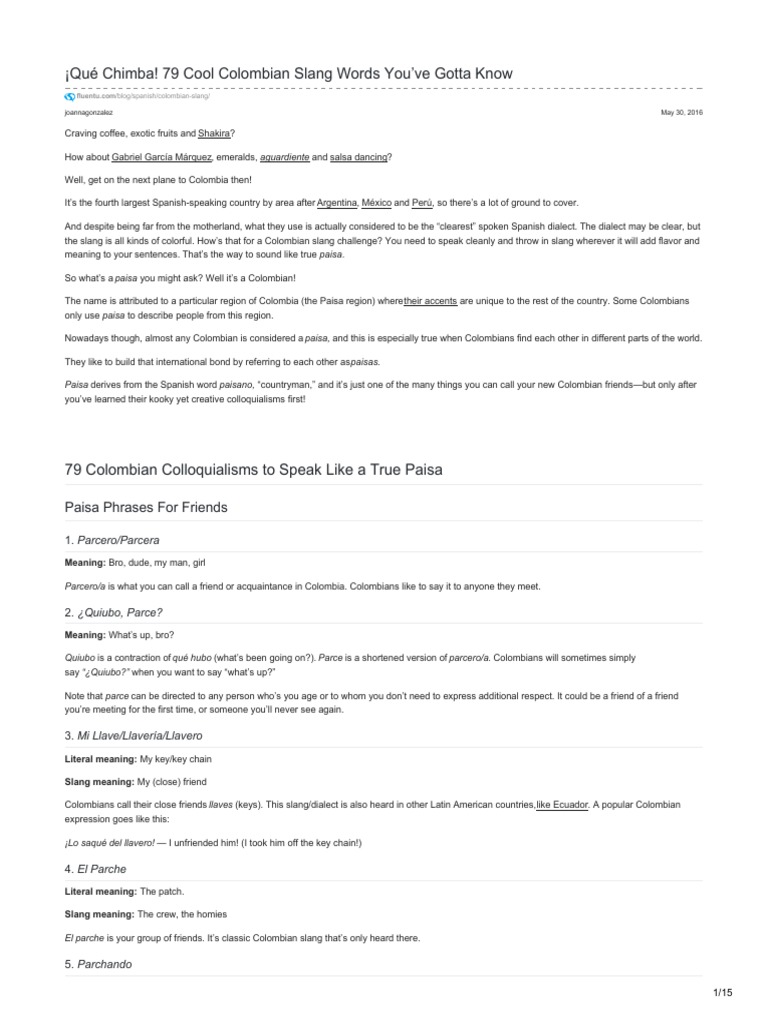 Essential Colombian Slang to Know | PDF | Foreign Language Studies