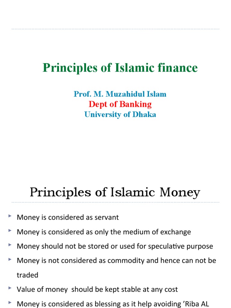 Principles of Islamic Finance | PDF | Islamic Banking And Finance | Money