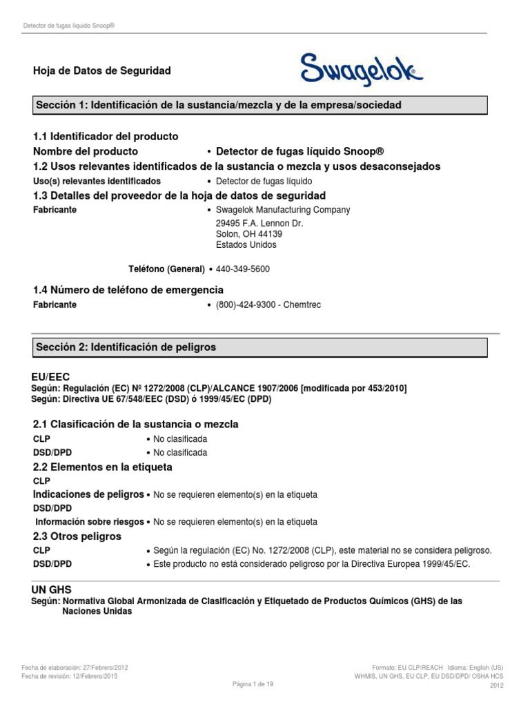 Sds-Snoop | PDF | Administración de Seguridad y Salud Ocupacional | Química