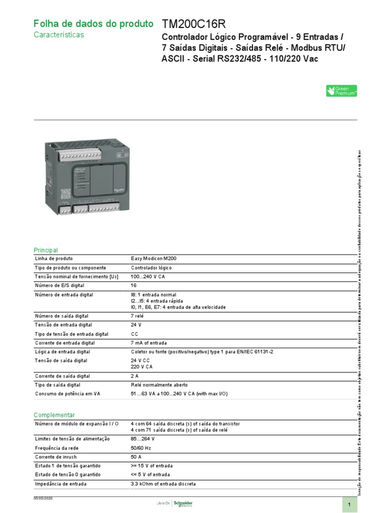 Modicon Easy M200 - TM200C16R | PDF | Controlador lógico programável ...