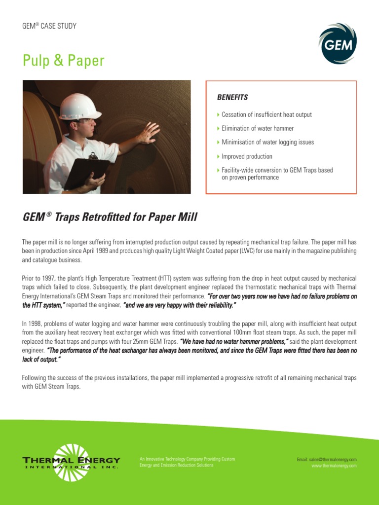 Pulp and Paper Gem Eliminate Downtime in Paper Mill From Mechanical ...